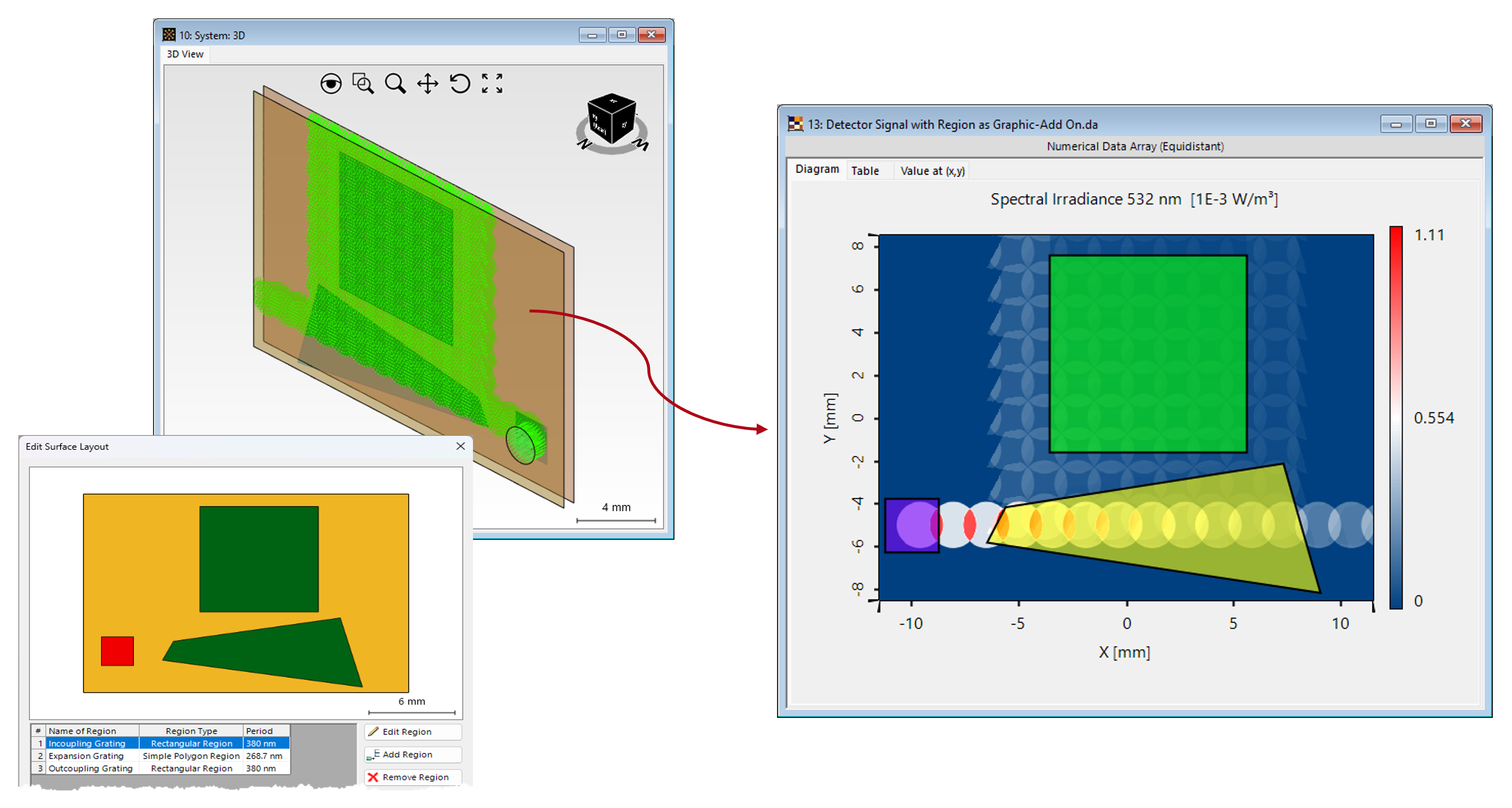 Visualize Grating Regions in Lightguide Results